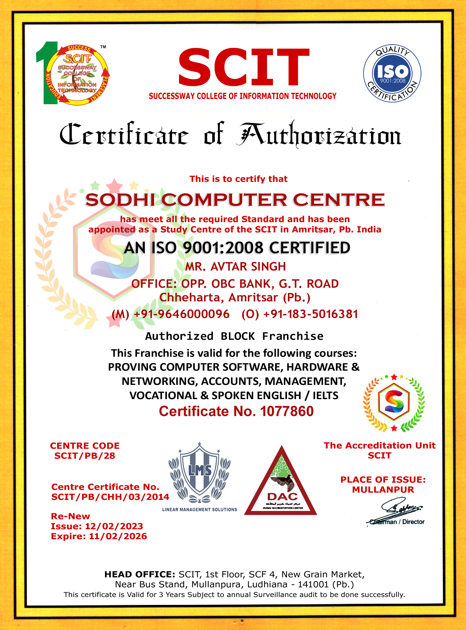 ISO Certification - SCC GROUP